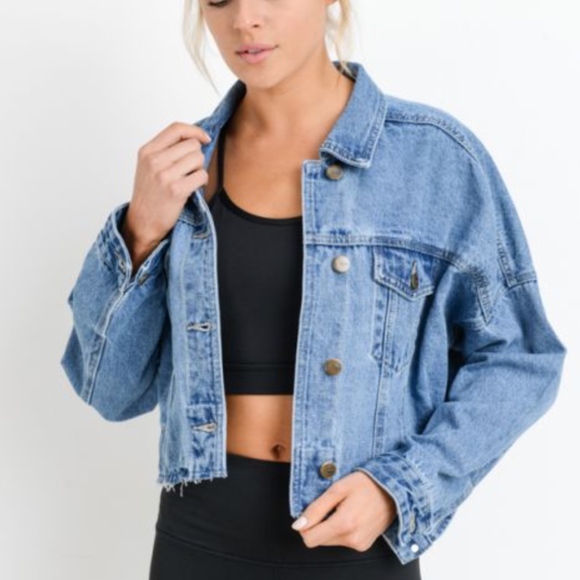 Jackets & Coats | New Raw Ribbed Crop Denim Jacket | Poshmark